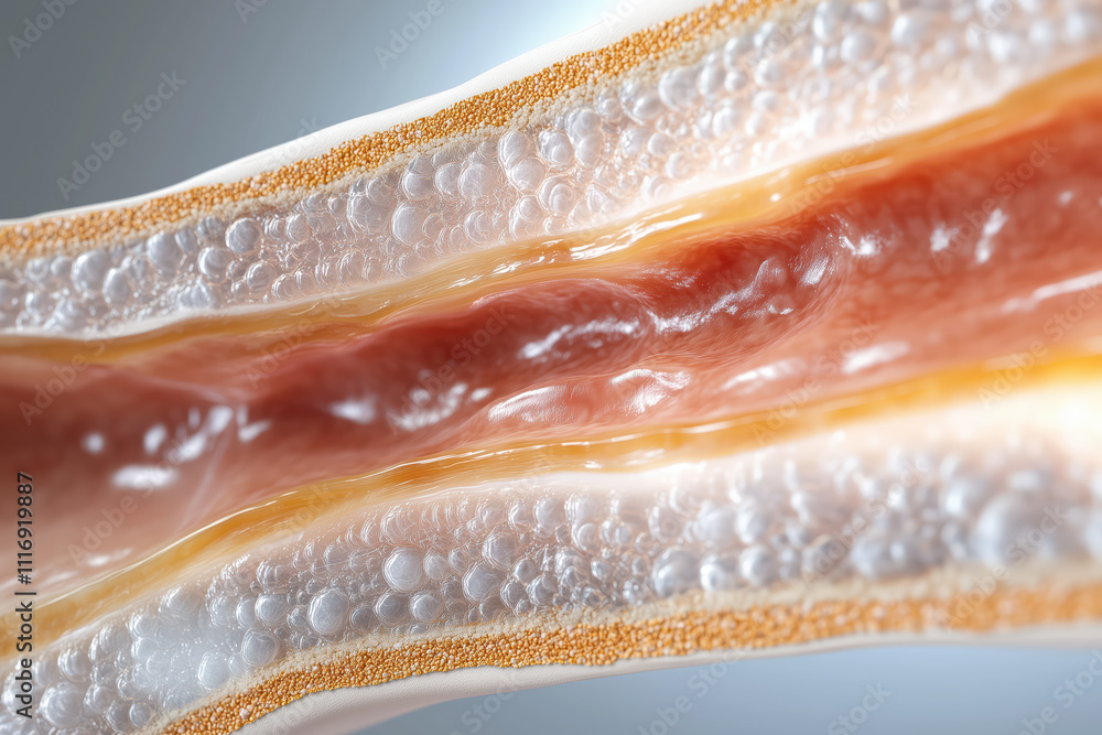 Detailed cross section of blood vessel showing layers and bubbles Stock ...