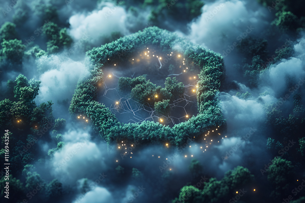 white vector environmental icon,ecosystem, hexagon,green technology ...