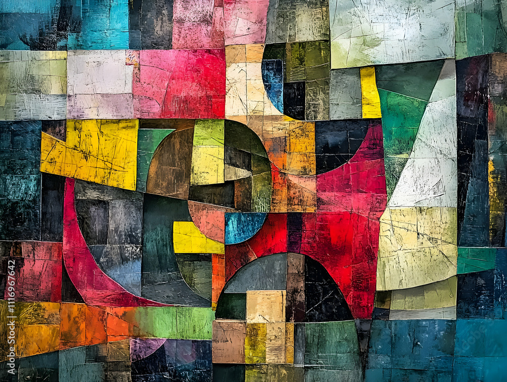 Abstract Colorful Cubism Painting Stock Illustration | Adobe Stock