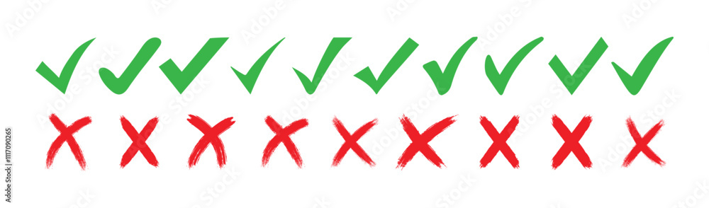 Green checkmark tick and red X icons. check mark and Cross icon ...
