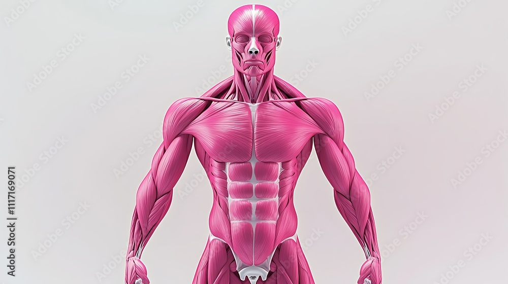 Bright Pink Muscular System Diagram for Anatomy and Medical Education A ...
