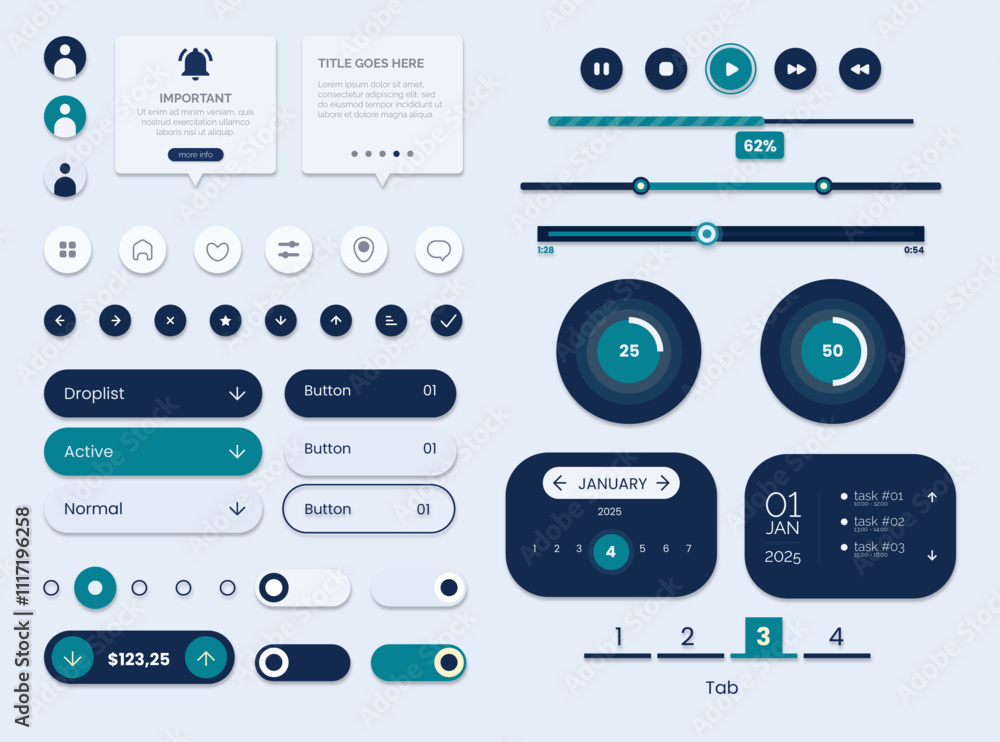 UI kit elements minimal graphics resources for modern user interface ...