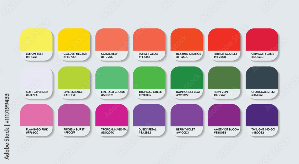 Parrot Flower Color Palette, Parrot Flower Color Guide Palette with ...