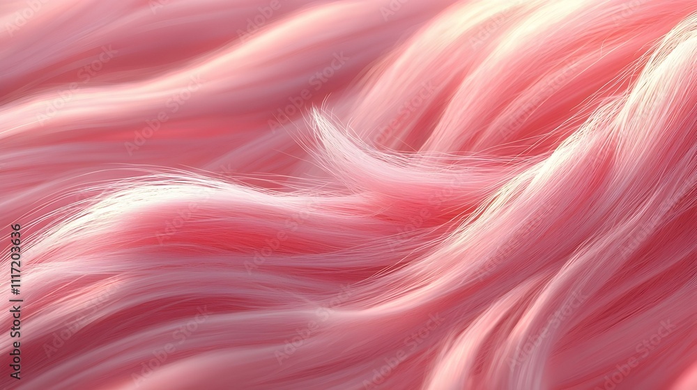 Abstract pink hair texture background. Soft, flowing, wavy strands ...