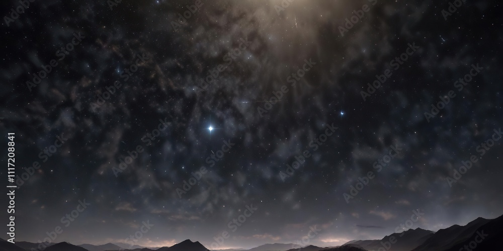 ethereal shimmering stars in the night sky against a darkened backdrop ...