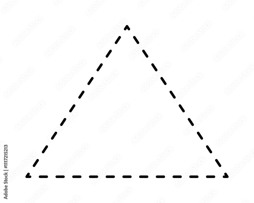 Triangle geometric shape with dashed line. Dotted triangular figure ...