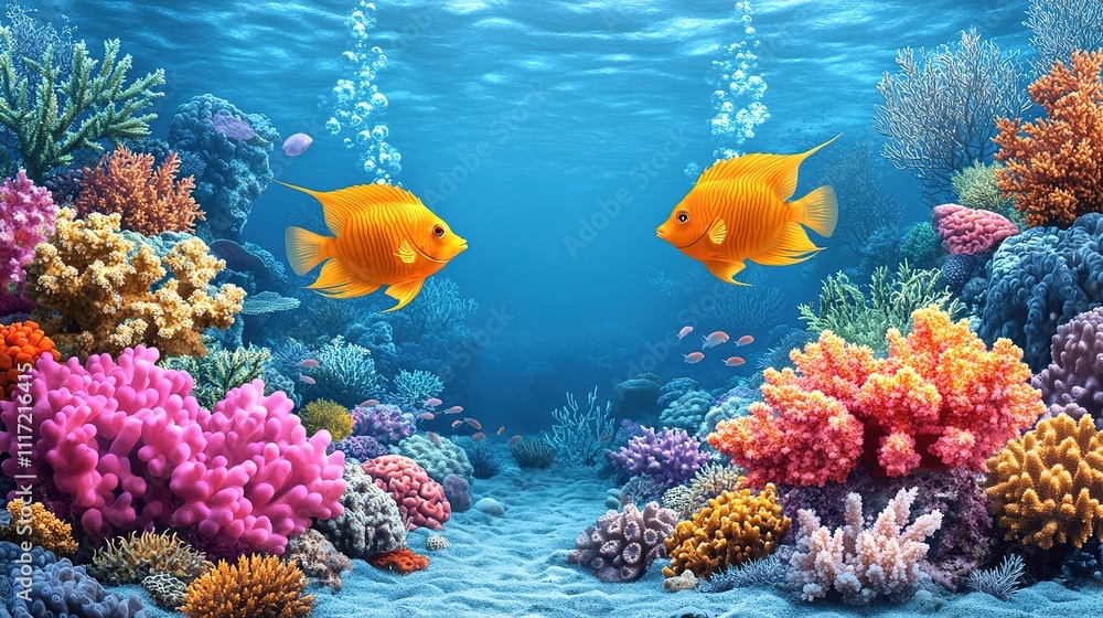 young coral reef on sandy seabed, nature water sea coral fish Undersea ...