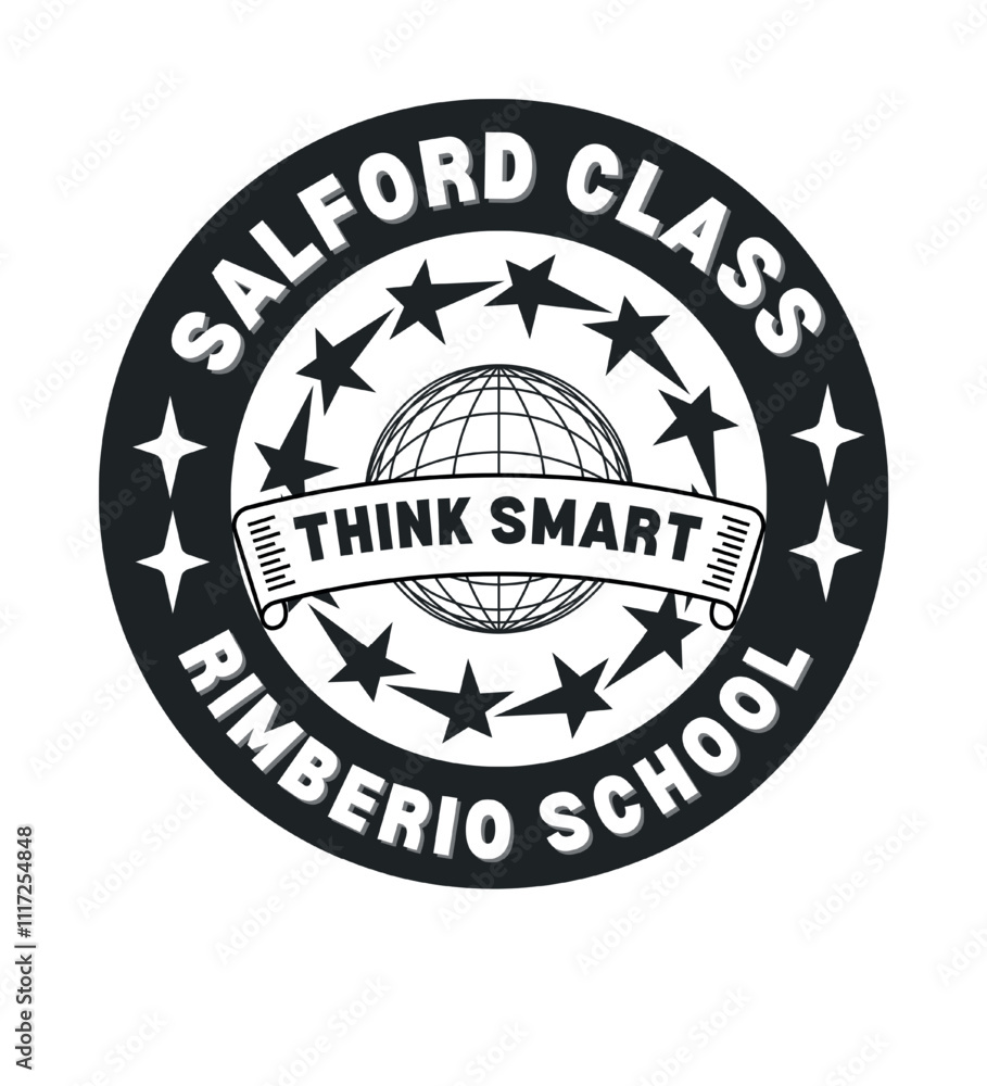 salford class think smart rimberio school T-shirt design Stock Vector ...