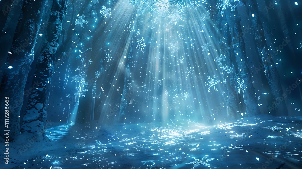 An atmospheric winter scene with a gradient blue backdrop, animated by ...