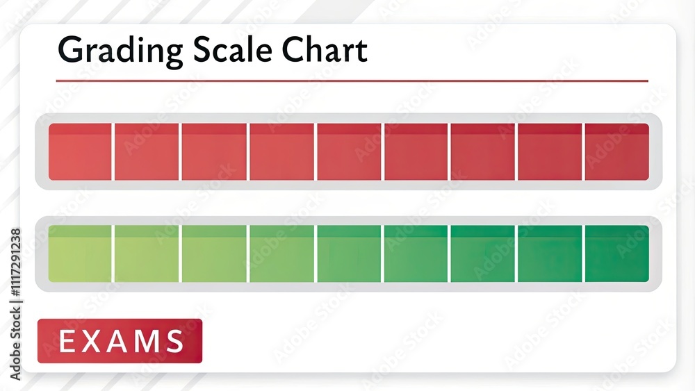 Grading scale chart for exams. Grading scale chart with red and green ...
