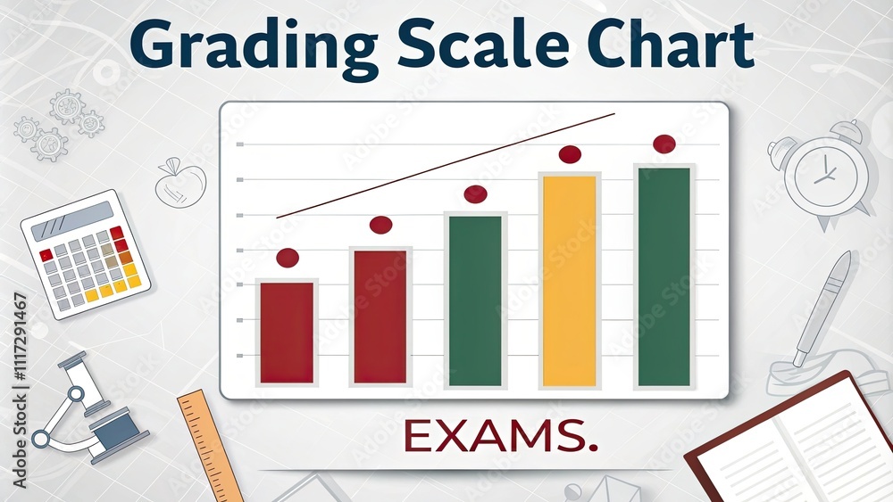 Grading scale chart for exams. Grading scale chart with bar graph and ...