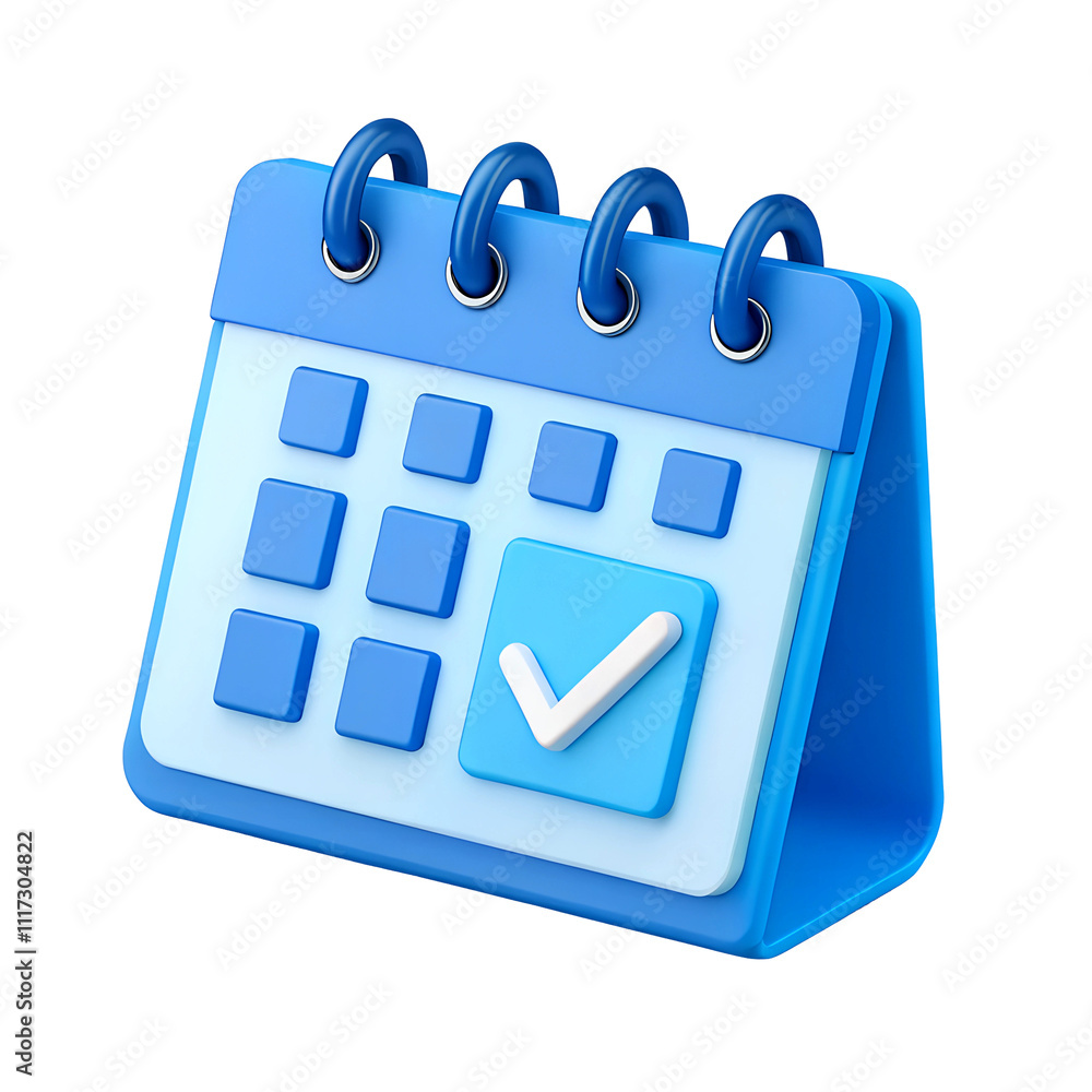 Blue calendar with check mark 3d render icon PNG file download Stock ...