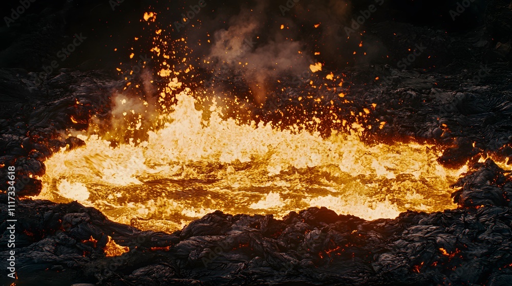 time-lapse of a volcanic eruption, showing the dynamic progression of ...