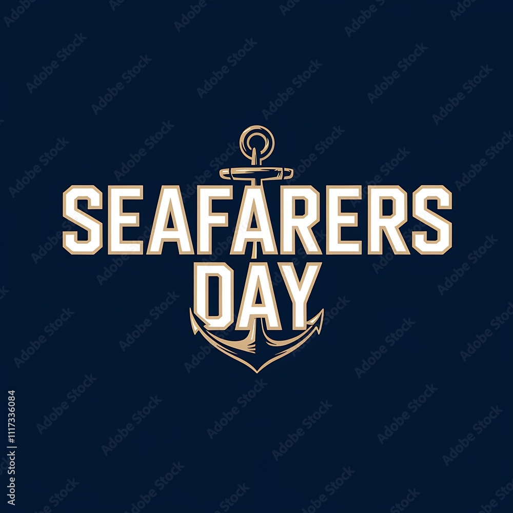 Seafarers Day graphic design with an anchor Stock Illustration | Adobe ...