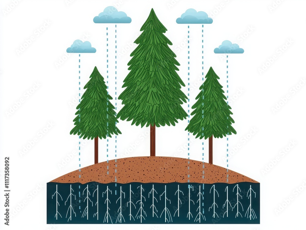Nature's water cycle diagram understanding rainfall trees and soil ...