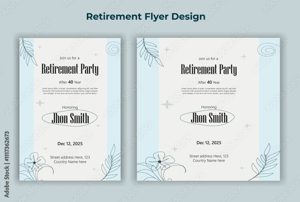Happy retirement lunch party invitation flyer design template Stock ...