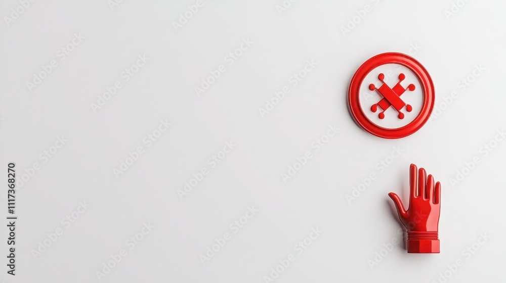 Effective high-risk warning graphic featuring red safety hand gesture ...