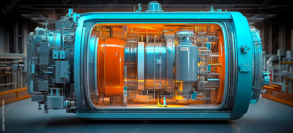 Detailed Cutaway Diagram of Small Modular Reactor SMR Nuclear Power ...