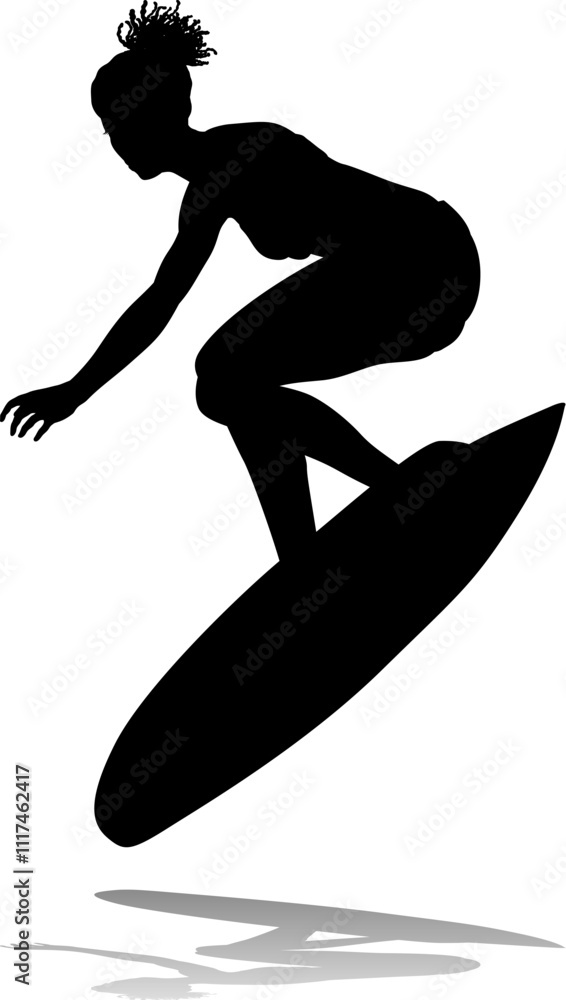 Surfer surfboard boarding female surfer surfing silhouette outline ...
