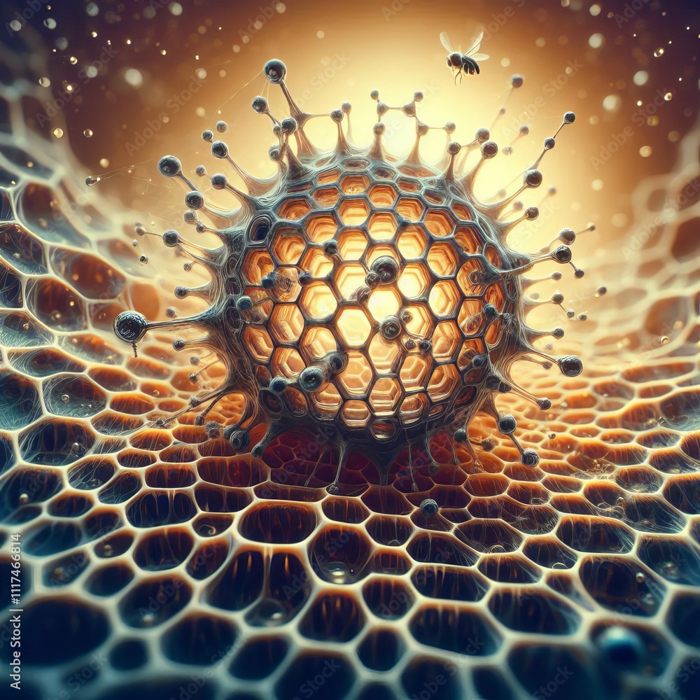 63 Honeycomb Cell Detailed hexagonal structure of the cell backg Stock ...