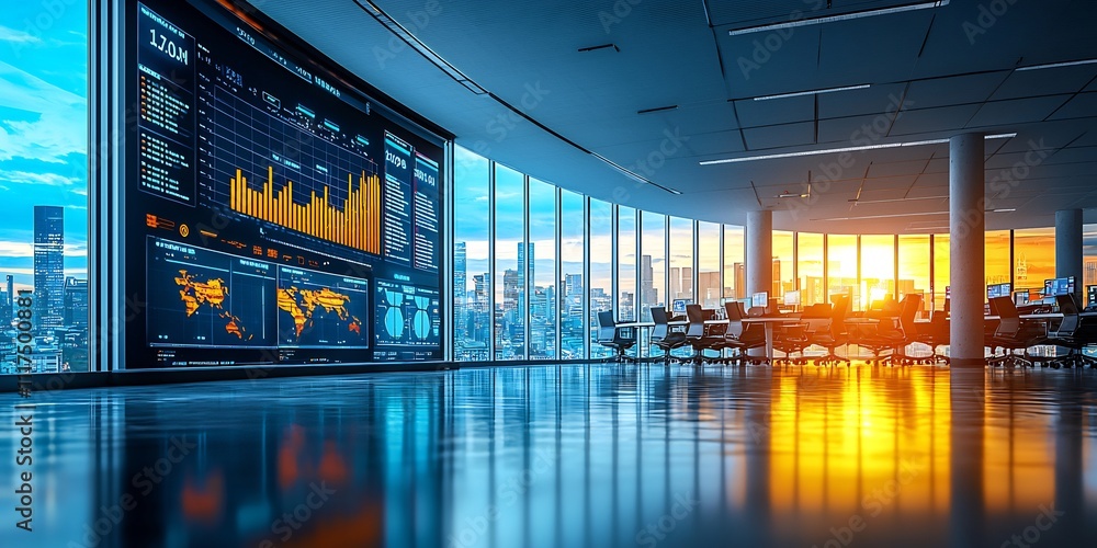 Futuristic Control Room with Advanced Digital Dashboards and ...