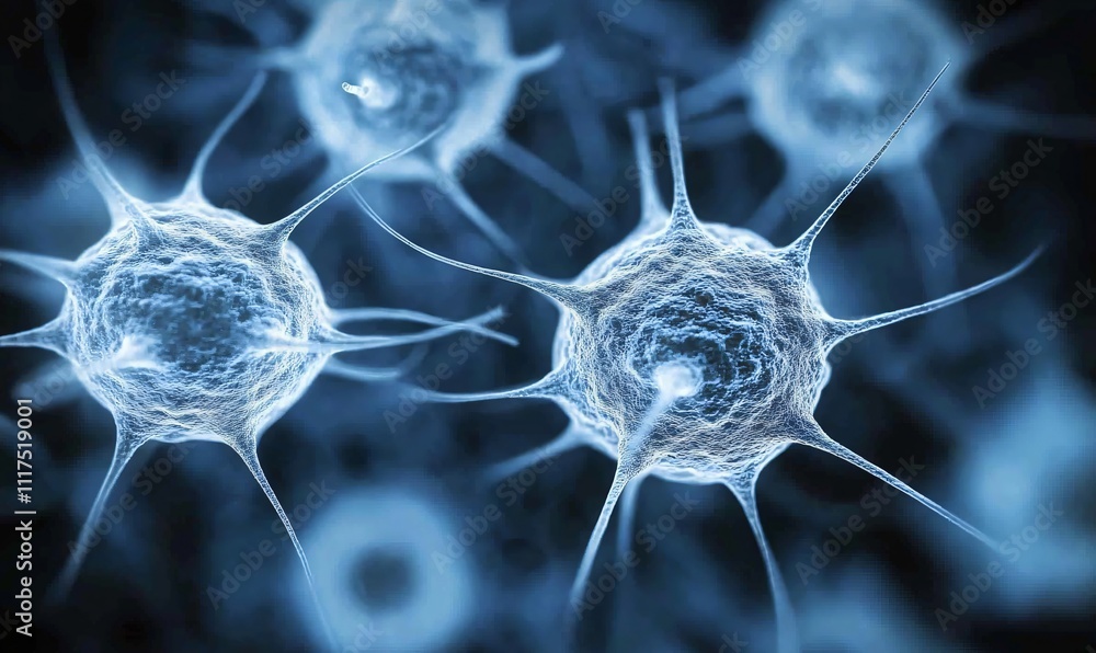 An intricate representation of neuroscience, focusing on neurons and ...