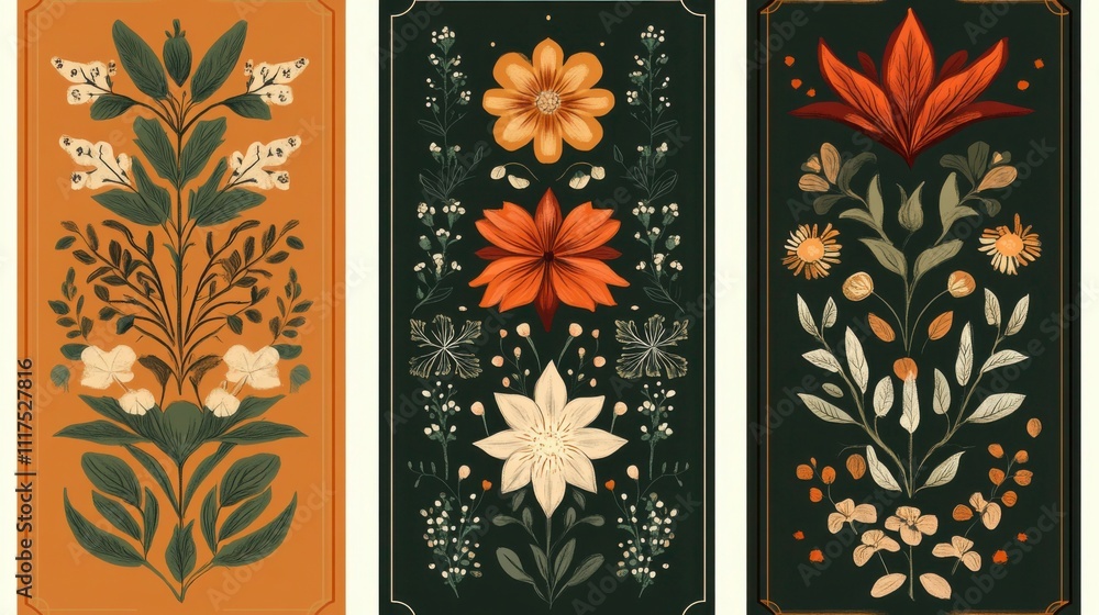 Indigenous Botanical Storytelling: Three Vertical Canvases Featuring ...