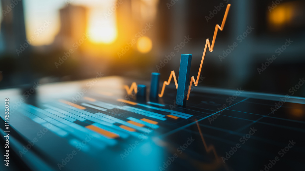 Abstract business Financial charts show a significant increase in ...