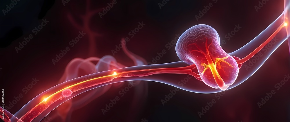 D visualization of the kidney nephron system filtering blood plasma ...