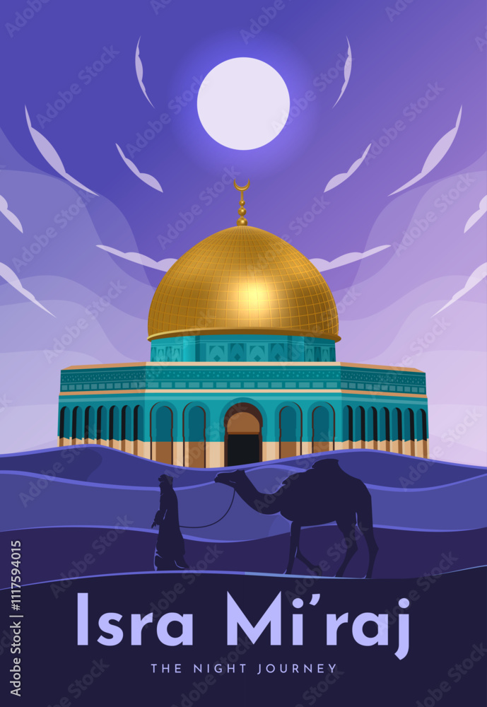 Al-Isra wal Mi'raj Translate: The night journey Prophet Muhammad Vector ...