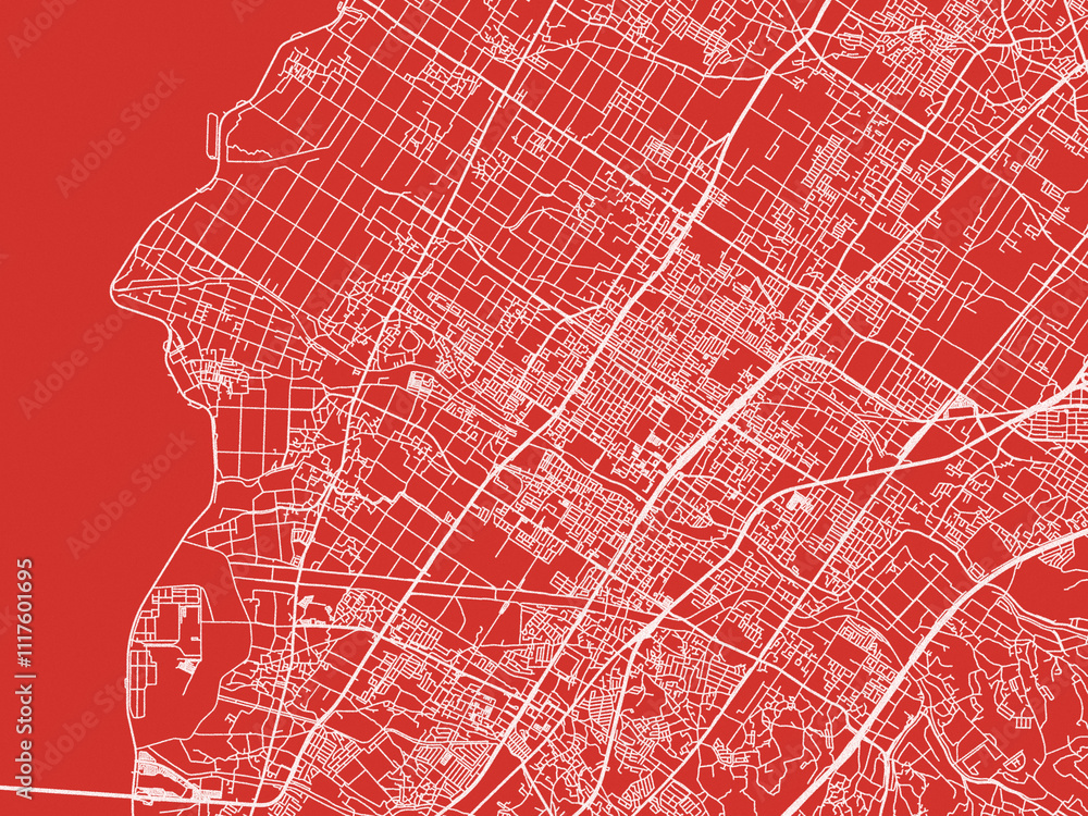 Christmas Map of Kusatsu, Japan in Snowy White on Festive Red ...