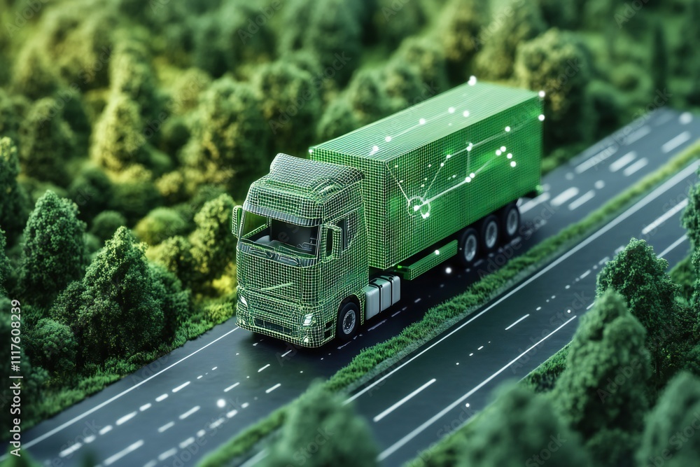 Green logistic or Sustainable transport concept. Truck icon transport ...