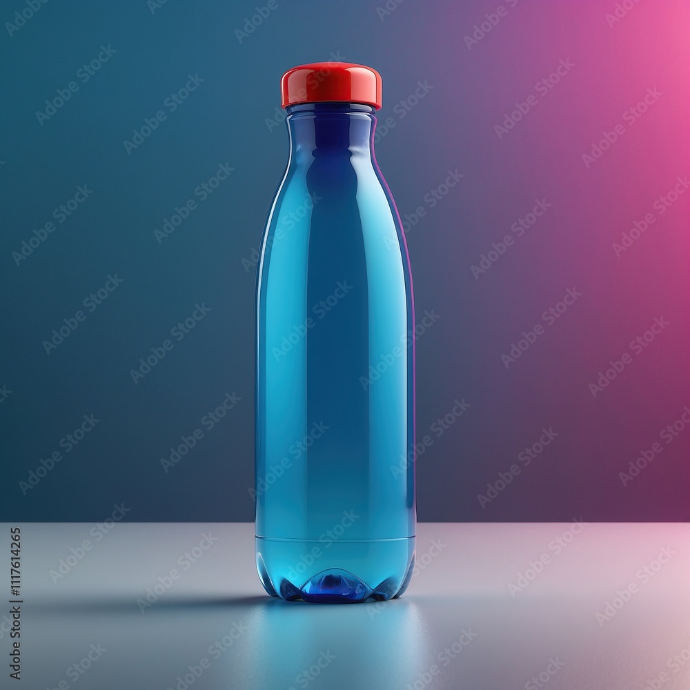 Water bottle product photography, minimal composition, pop of color ...