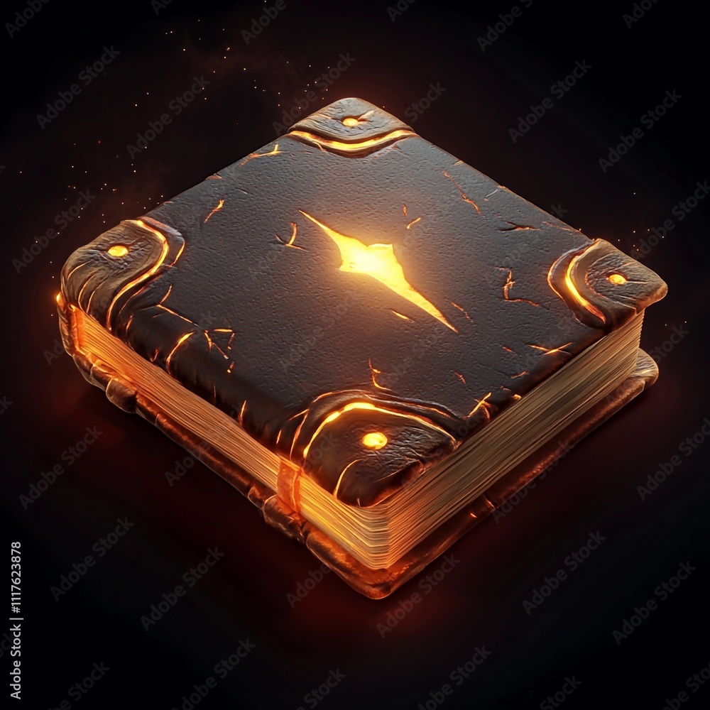 3D Spellbook Icon: Ancient Tome of Arcane Knowledge illustration Stock ...