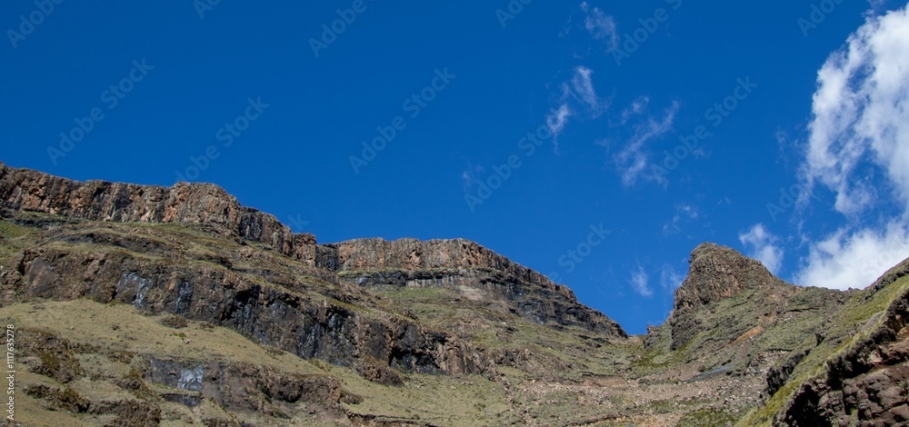 Steep cutbacks on Sani Pass just before reaching the summit and Sani ...