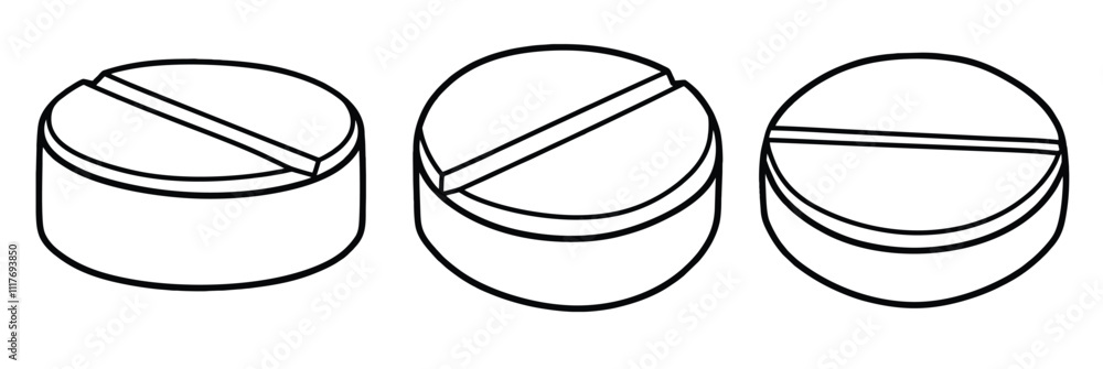 Hand drawn outline pills, tablet, capsule. medical doodle set with art ...