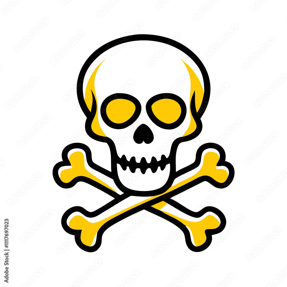 skull and crossbones design is highlighted with bold black outlines and ...