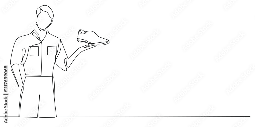 continuous line drawing of shoe sales advertisement.one line drawing of ...