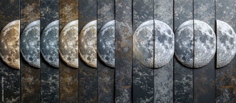 Dramatic series of images depicting the different phases of the moon ...