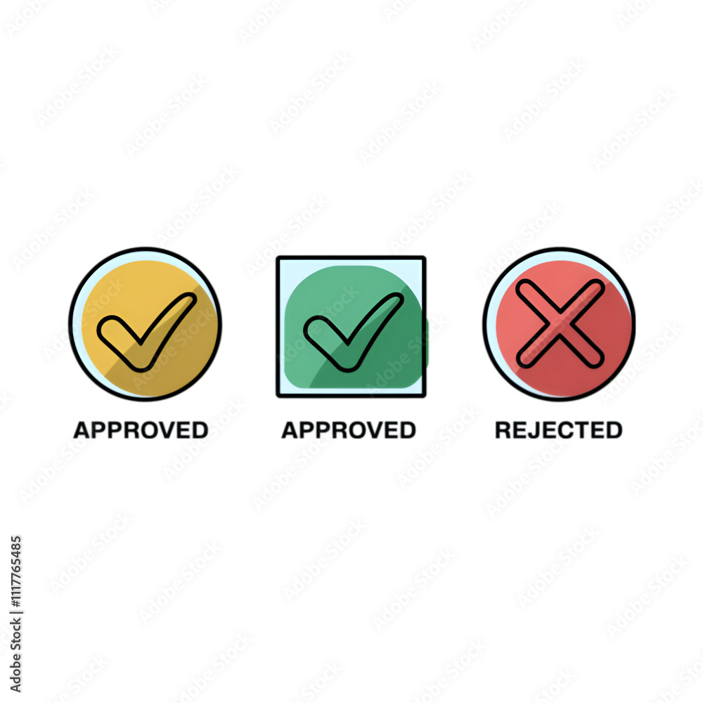 Approval, Rejection Status Icons: Checkmark, Cross Symbols Stock ...