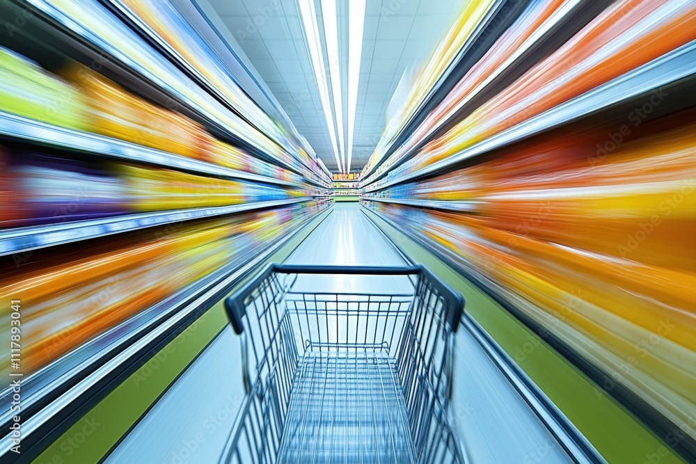 Shopping experience in supermarket aisle grocery store motion capture ...