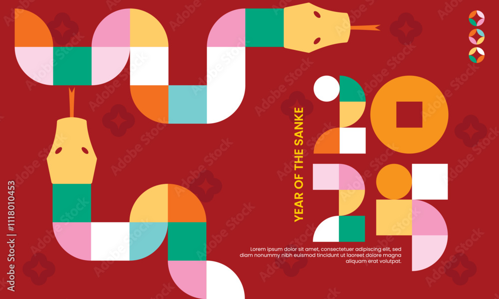 2025 Chinese new year modern art background, year of the snake banner ...