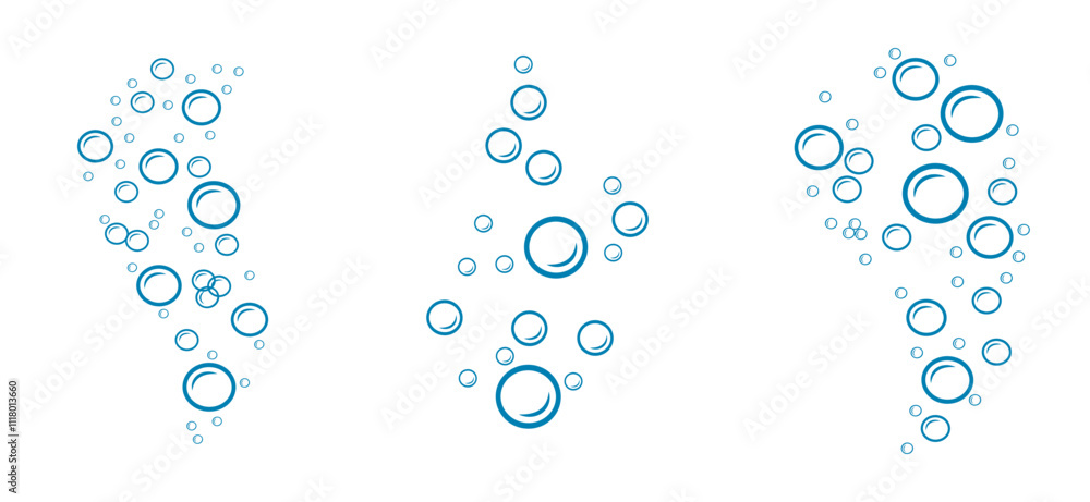 Soap bubbles icon set. Vector linear illustration of air bubbles. Bath ...