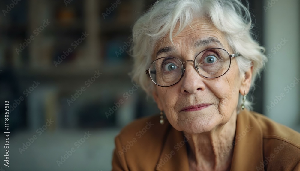 Elderly looking older woman with gray hair and arms crossed mature ...