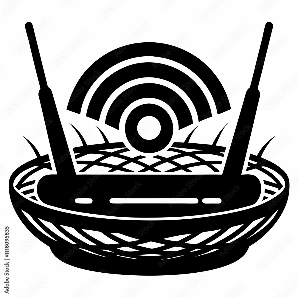 Nest Wi-Fi Router vector silhouette black design white background Stock ...
