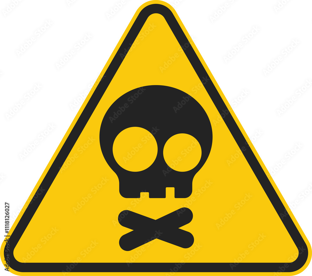 Isolated triangle safety sign danger, poison, toxic warning with ...