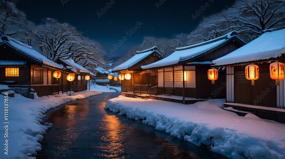 Ancient Japanese Village style , Japanese village scene ai gen Stock ...