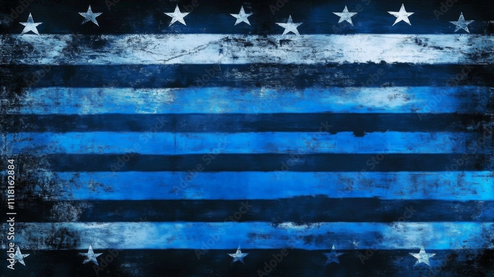 Patriotic illustration with blue line flag representing law enforcement ...