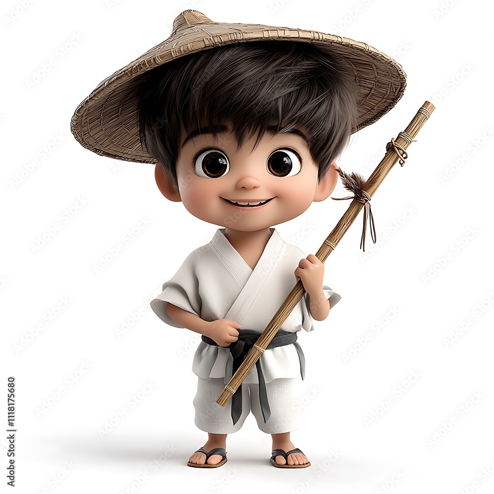 Cute cartoon illustration of a Filipino boy in a barong tagalog holding ...
