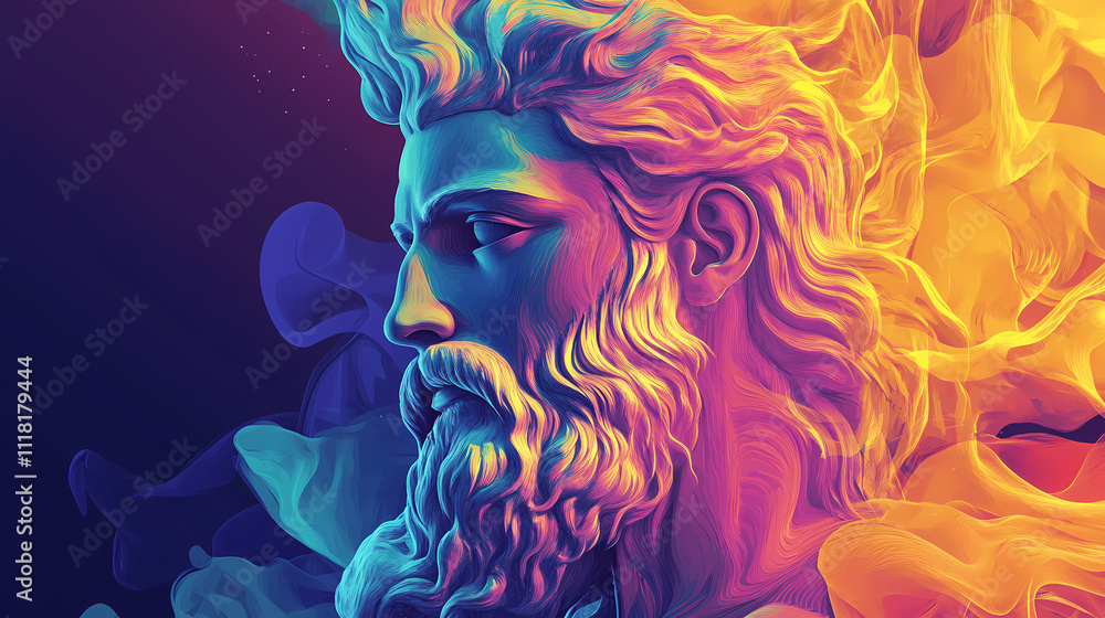 Ancient greek mythological god aether set. impressive, colorful and ...